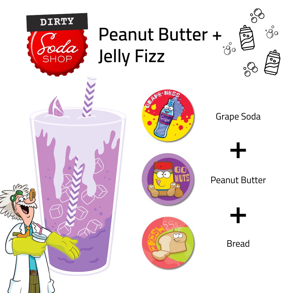 Peanut Butter & Jelly Fizz Sticker Bundle | Dirty Soda Smelly Stickers ...
